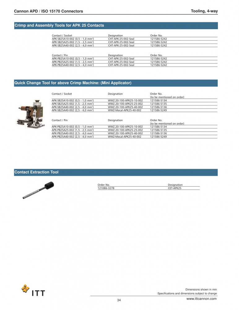 ITT CANNON APD connector technical document page 6