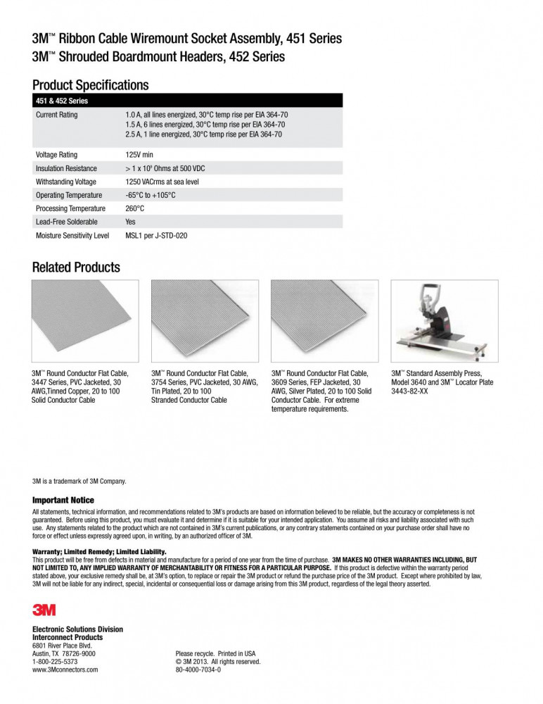 3M 451 and 452 Series technical document page 2
