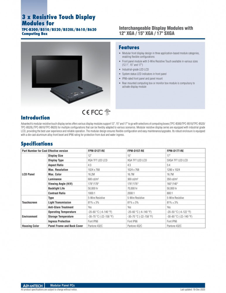 FPM-D15T-RE technical document page 1