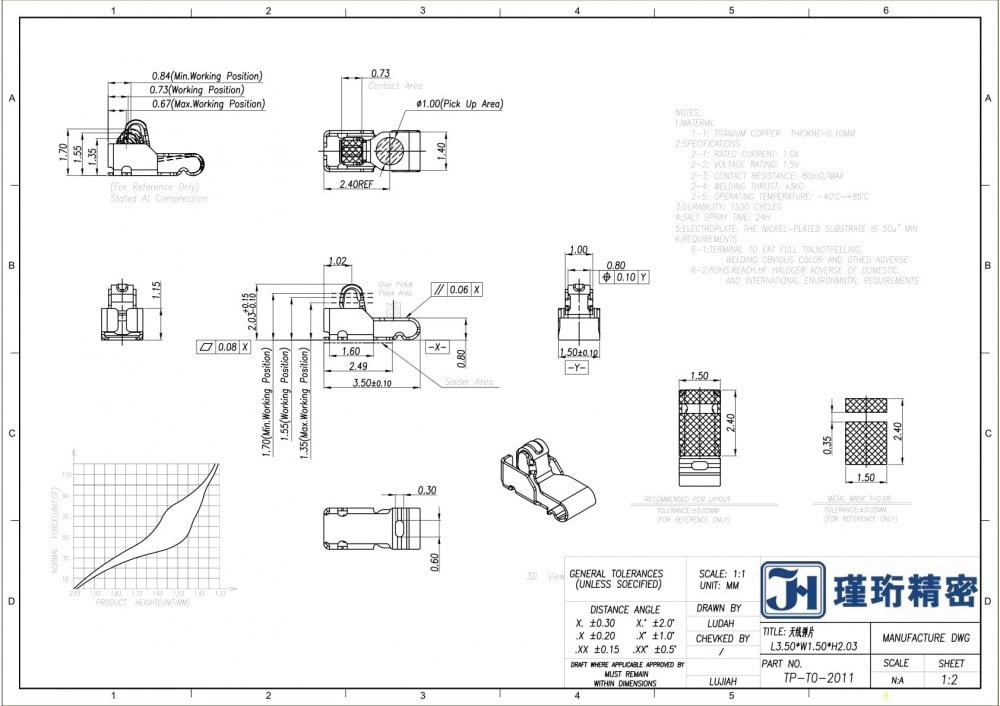 JINHENG TP-T0-2011 technical drawing page 1
