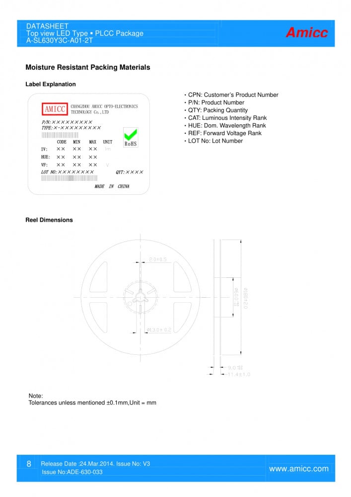 A-SL630Y3C-A01-2T datasheet page 8
