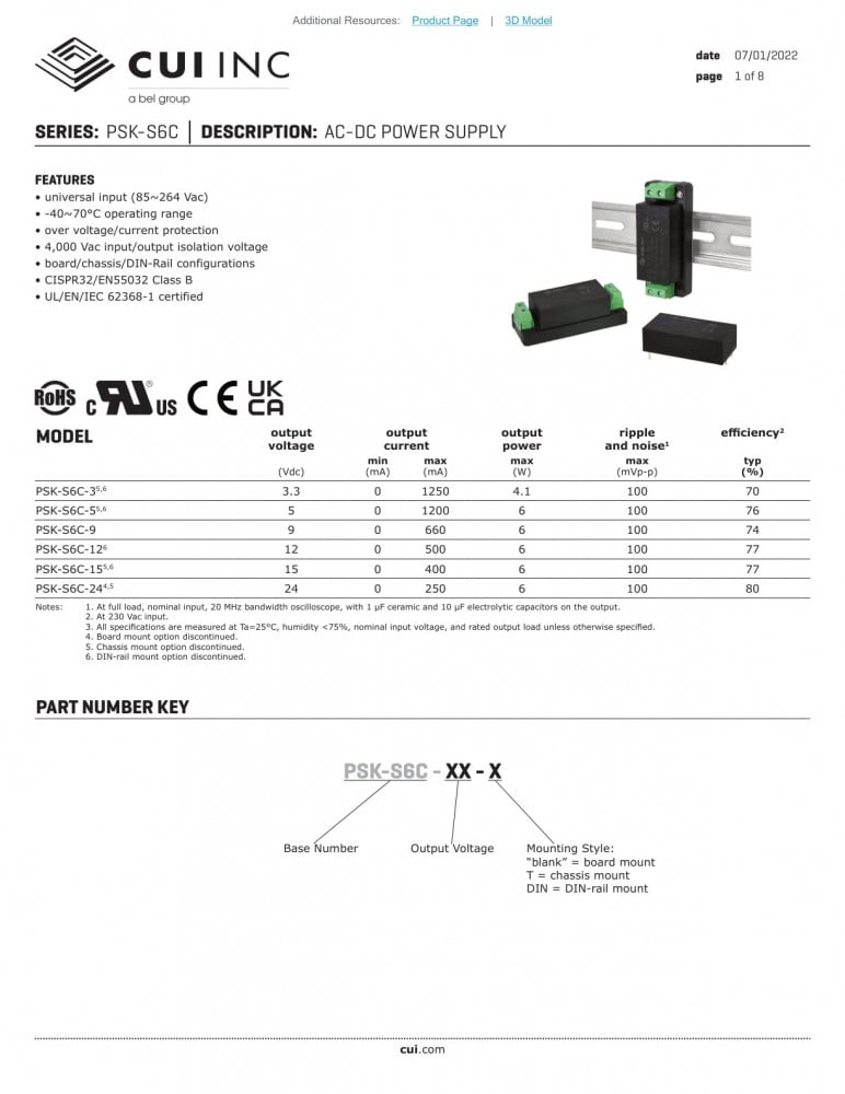 PSK-S6C-24 datasheet page 1
