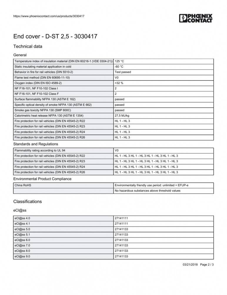 Phoenix Contact D-ST 2,5 3030417 technical document page 2