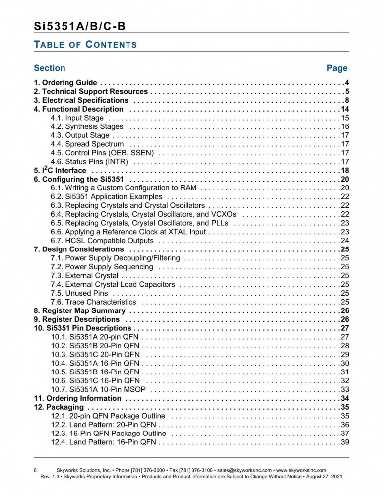 SI5351 datasheet page 6