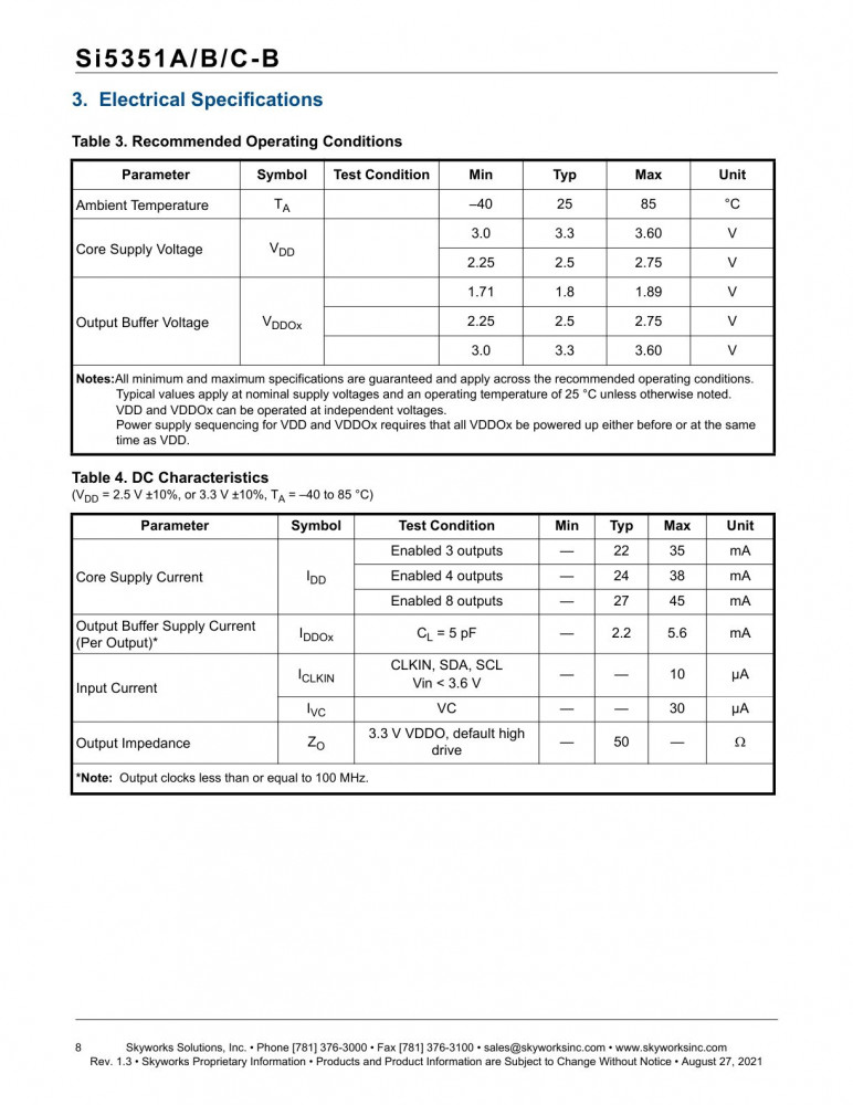 SI5351 datasheet page 8