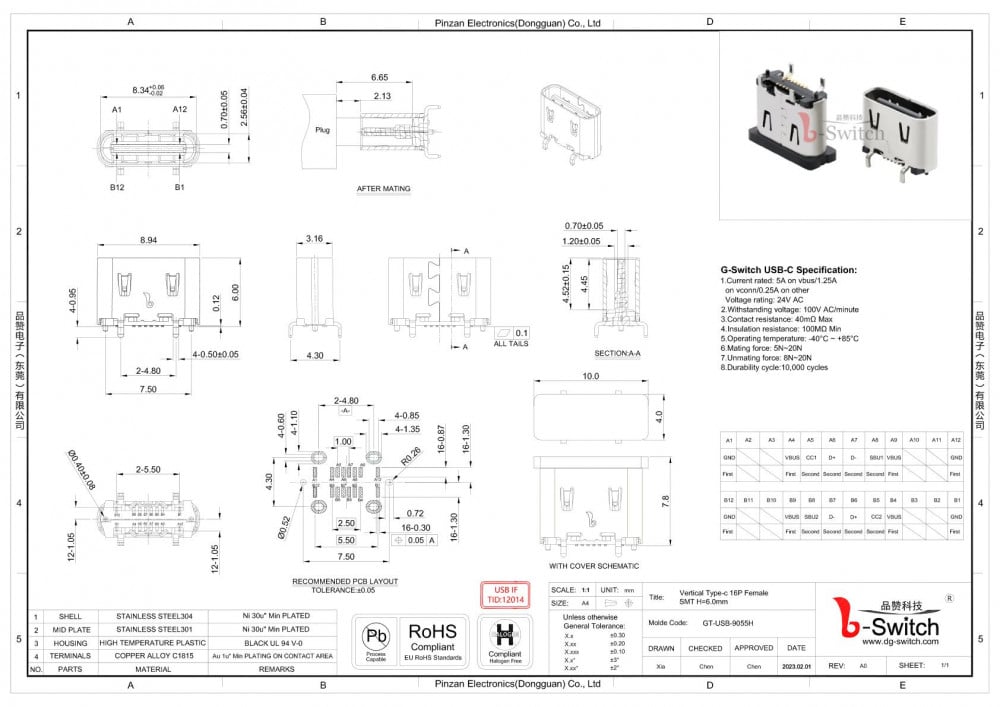 GT-USB-9055H technical document page 1