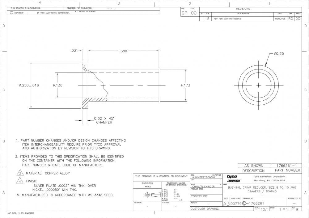 TE Connectivity 1766261-1 controlled customer drawing