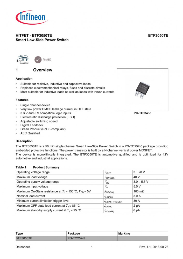 BTF3050TE datasheet page 1
