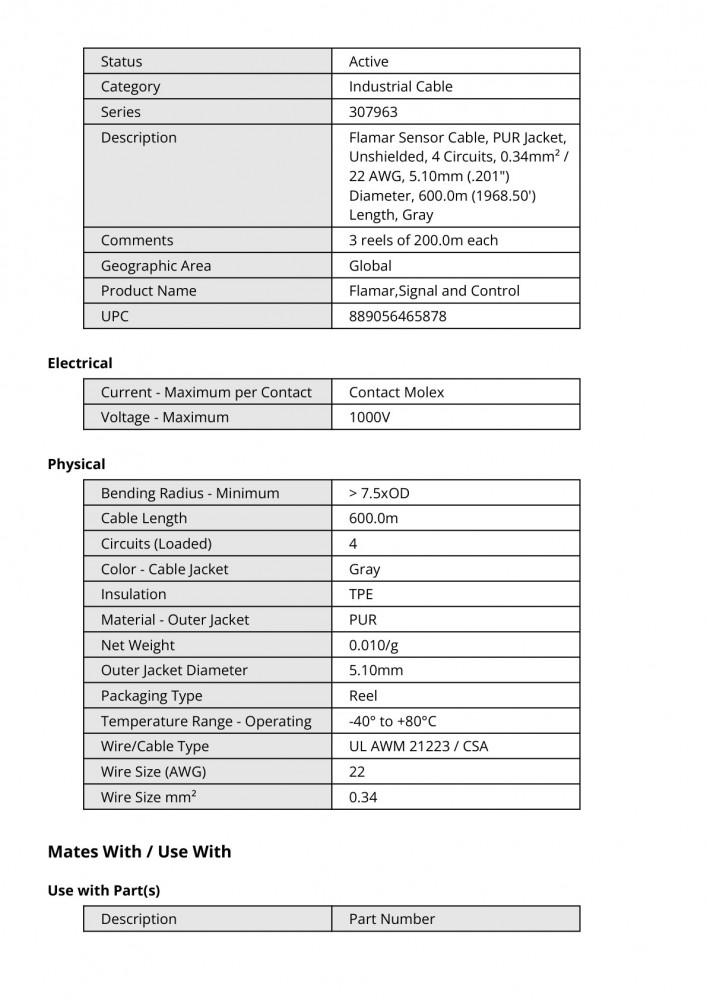 Technical document image 2 for Molex 1552300067
