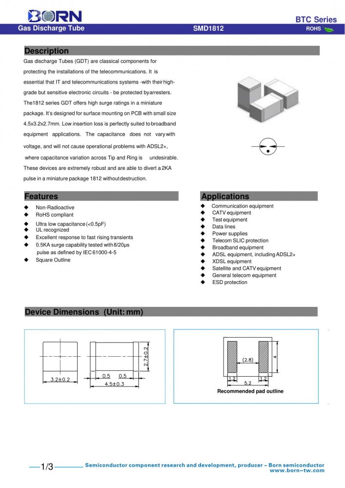 BTC201N technical document page 1