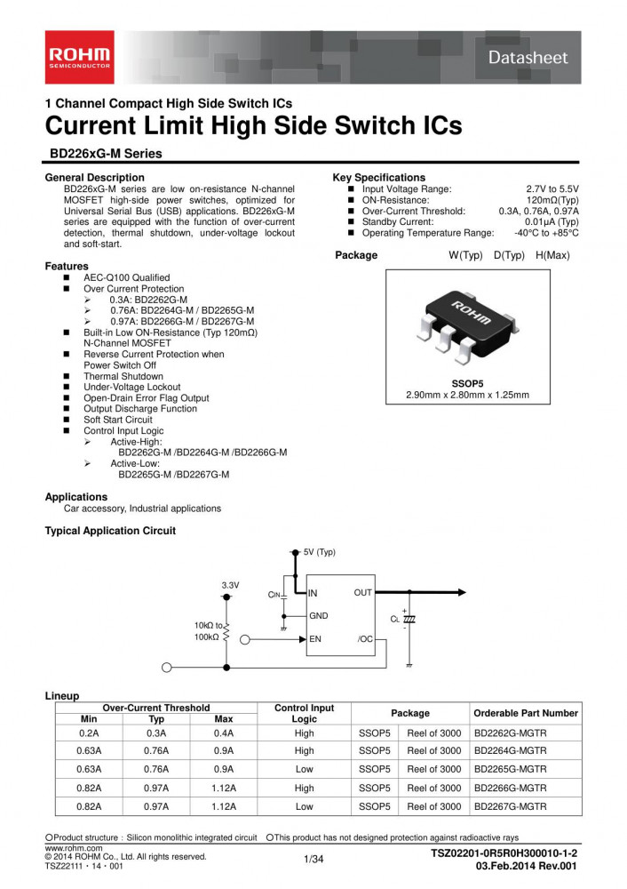 BD2267G-MGTR technical document page 1