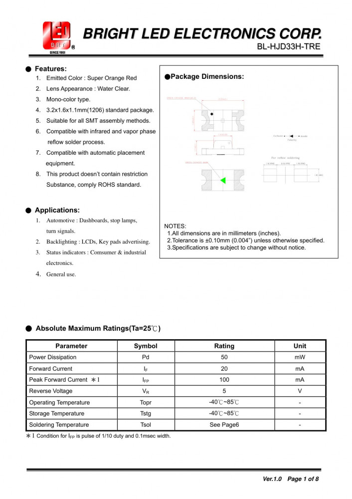 BL-HJD33H-TRE datasheet page 1