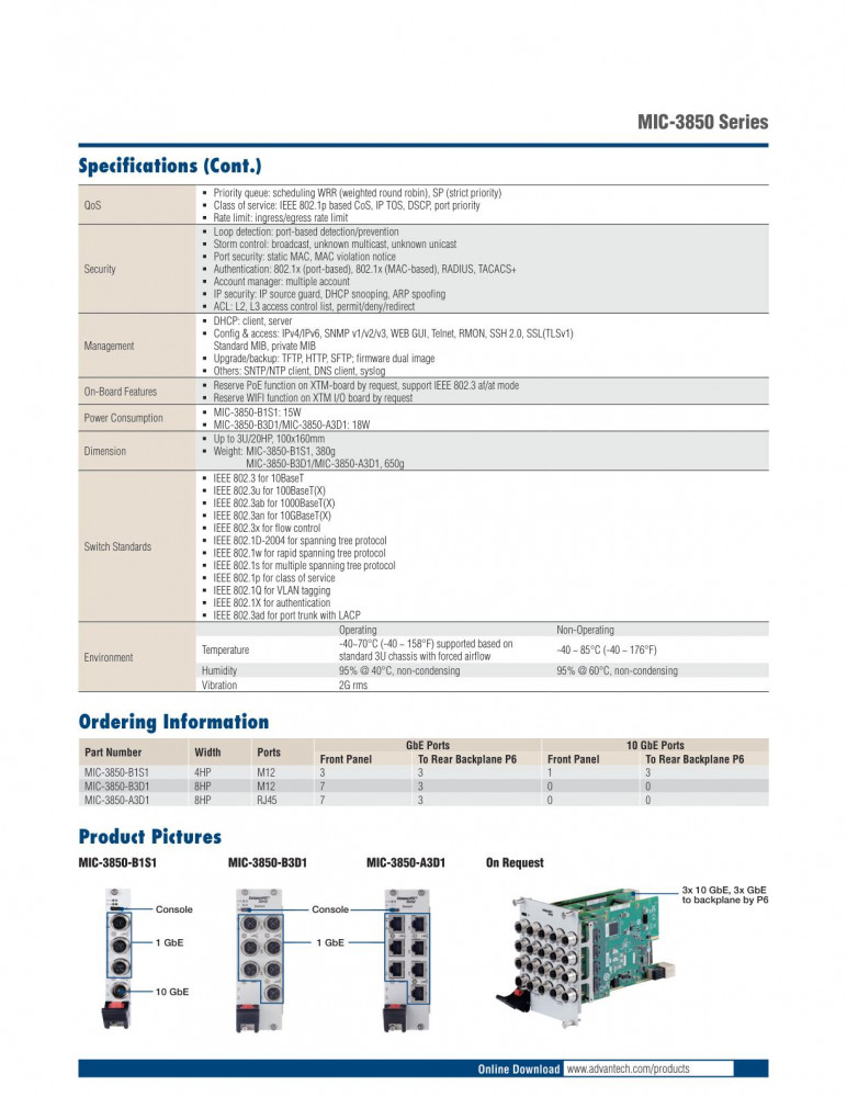 MIC-3850 technical documentation page 2