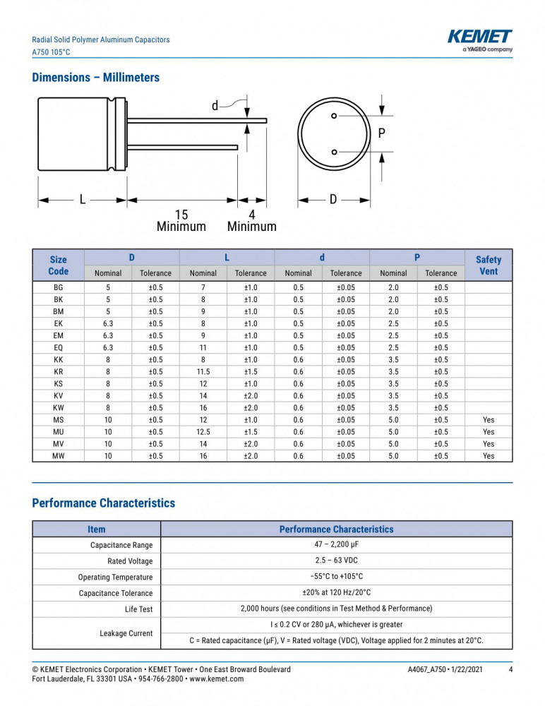 KEMET A750 datasheet page 4