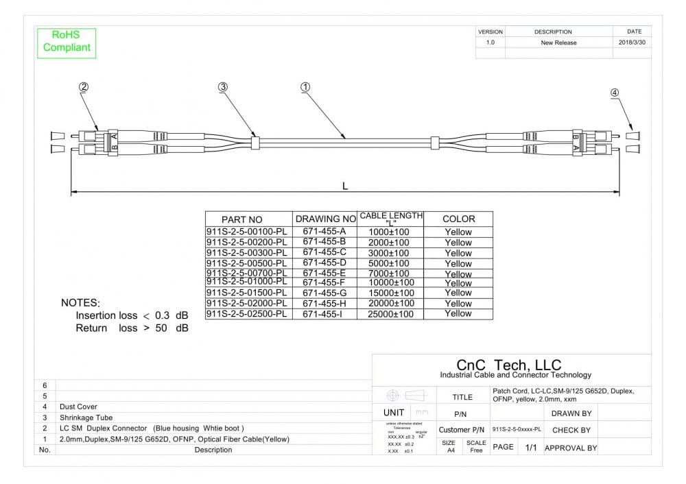 CNC Tech 911S-2-5-02000-PL technical drawing