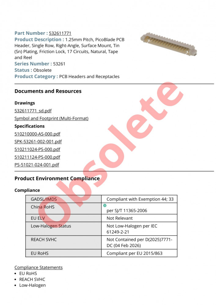 MOLEX 532611771 product document image 1