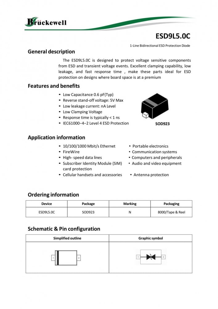 ESD9L5.0C datasheet page 1