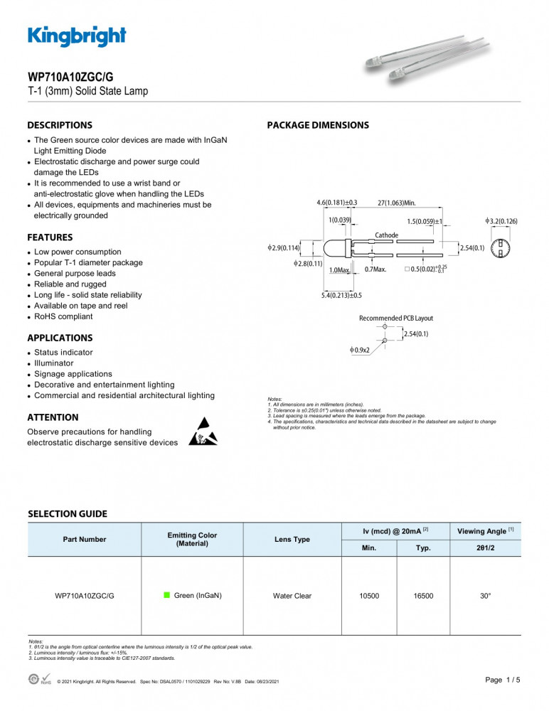WP710A10ZGC/G datasheet page 1