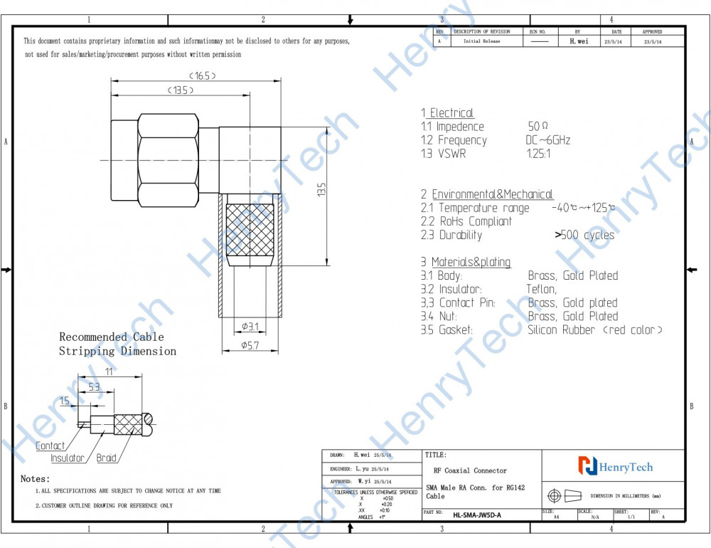 HL-SMA-JW5D-A technical drawing preview