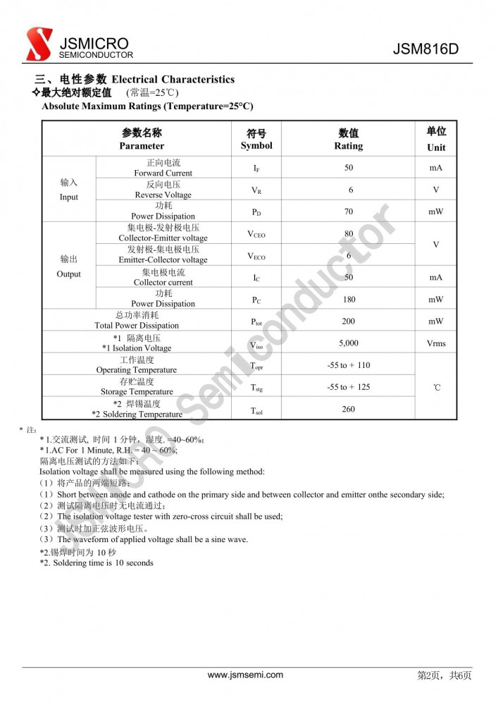 JSM816D datasheet page 2