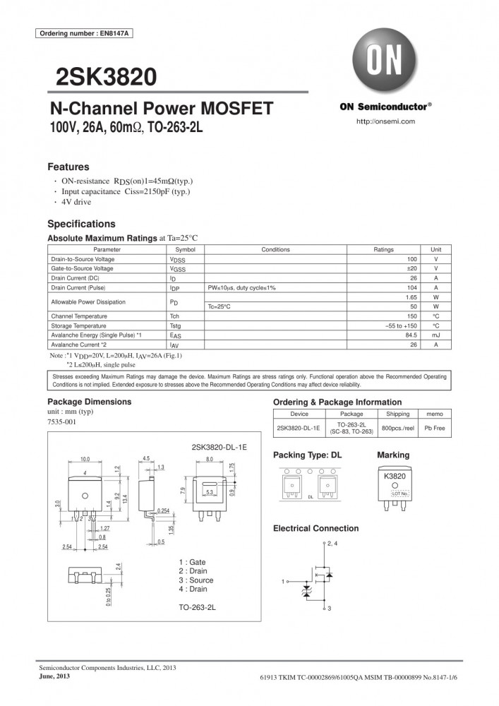 2SK3820 datasheet page 1
