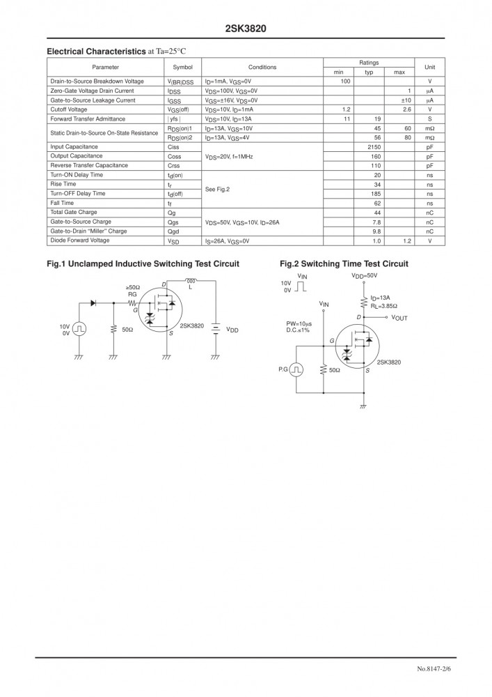 2SK3820 datasheet page 2