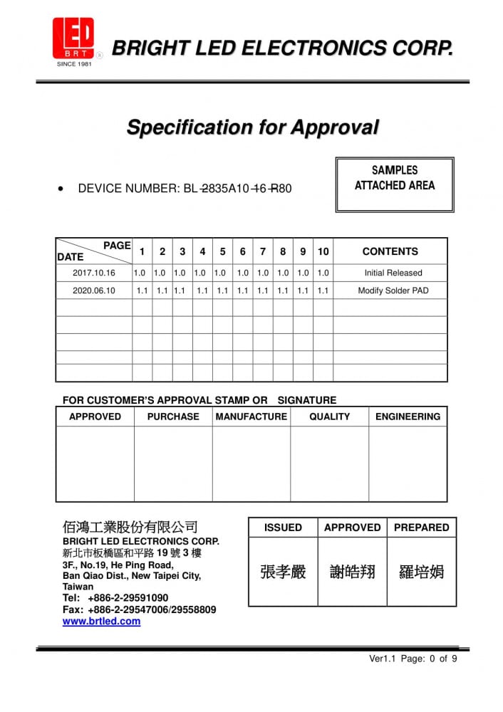 BL-2835A10-16-R80 datasheet page 1