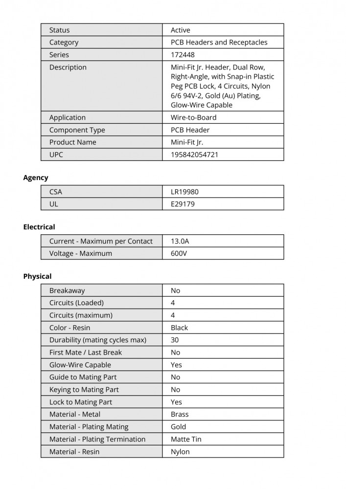 MOLEX Mini-Fit Plus HCS specification page 2