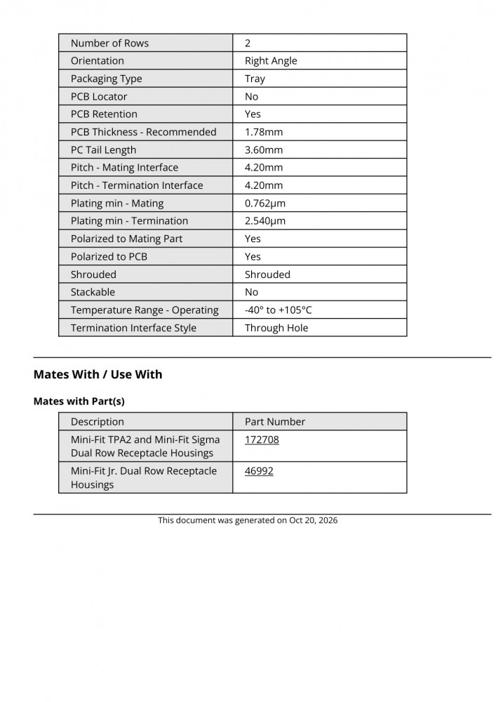 MOLEX Mini-Fit Plus HCS specification page 3