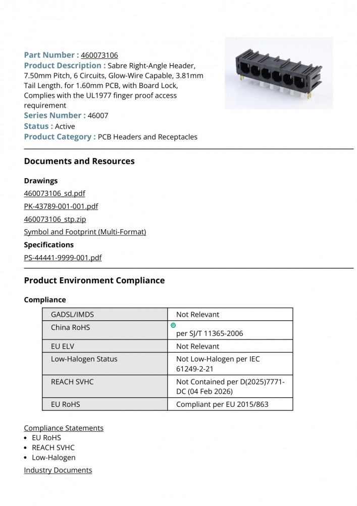 MOLEX 460073106 technical document image 1