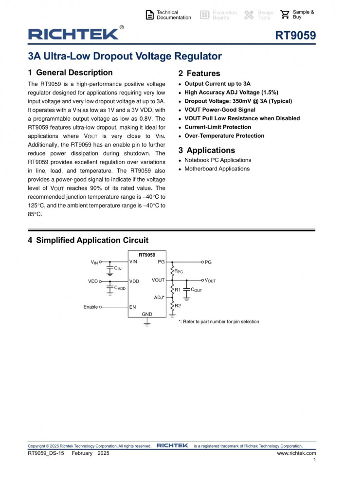 RT9059 datasheet page 1