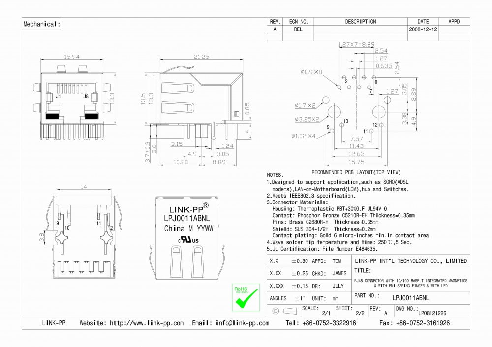 LPJ0011ABNL technical document page 2