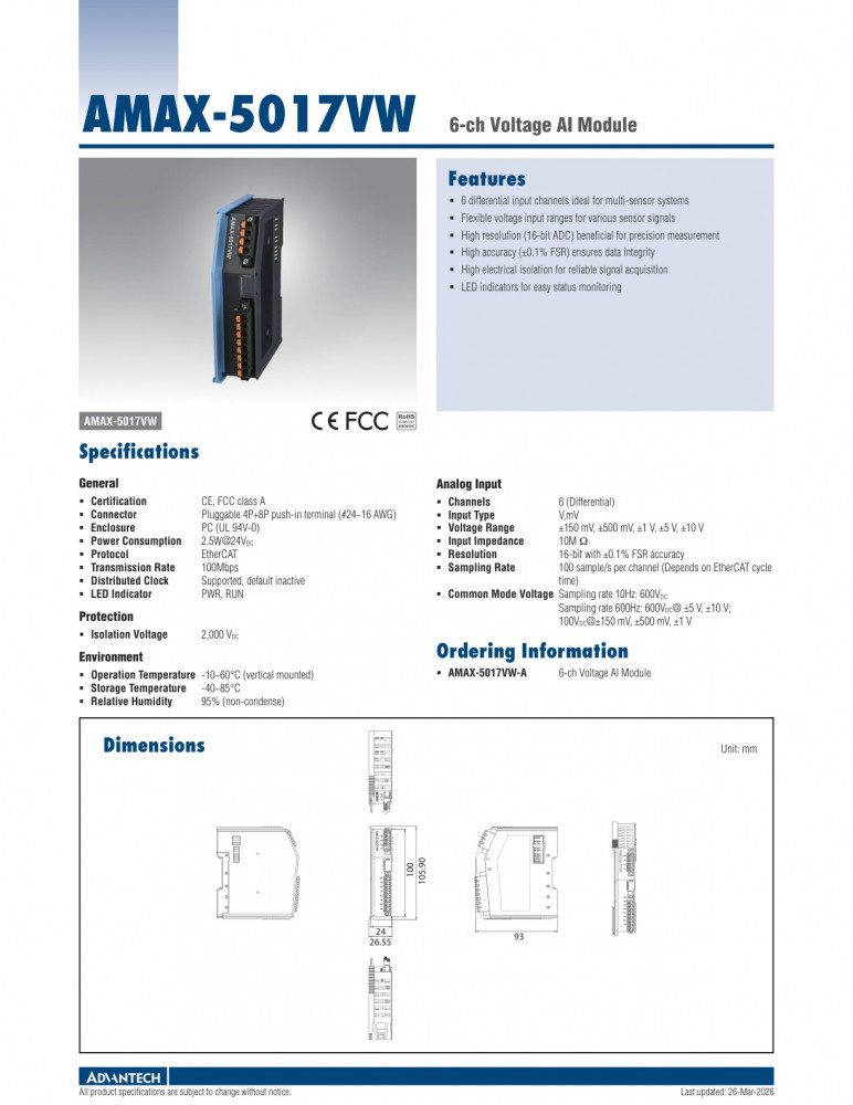 AMAX-5017VW product document page