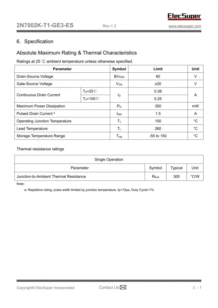 2N7002K-T1-GE3-ES datasheet page 2