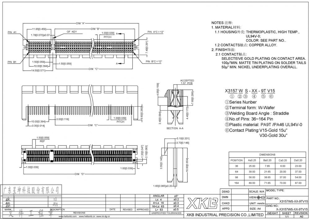 X3157WS-98-9TV30 technical drawing page 1