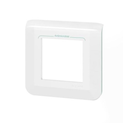 Mosaic - Plate 2 modules antimicrobial - White thermoplastic glossy finish - Snap-on 2-module cover frame for healthcare buildings for sale