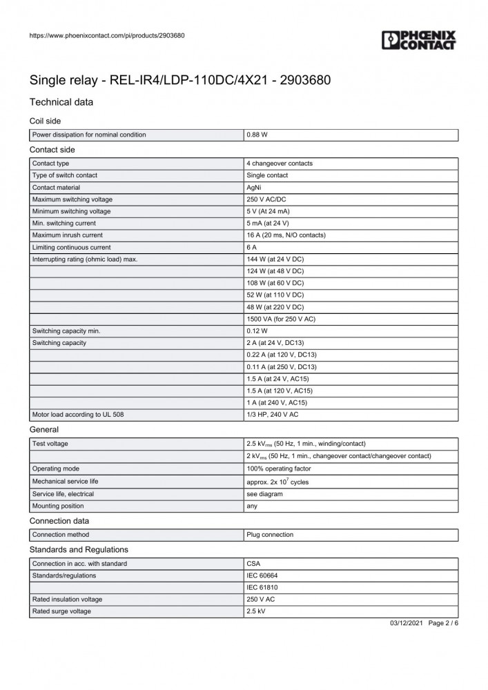 Phoenix Contact 2903680 technical document page 2
