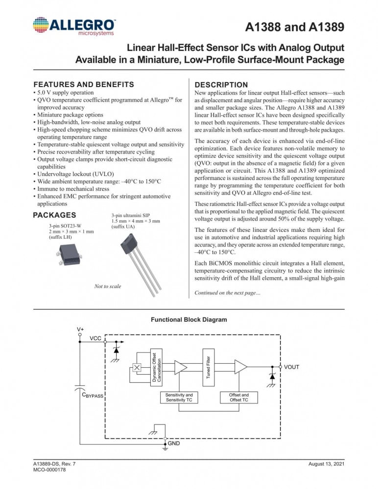 A1388 datasheet page 1