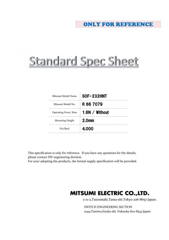MITSUMI SOF-232HNT specification page 1