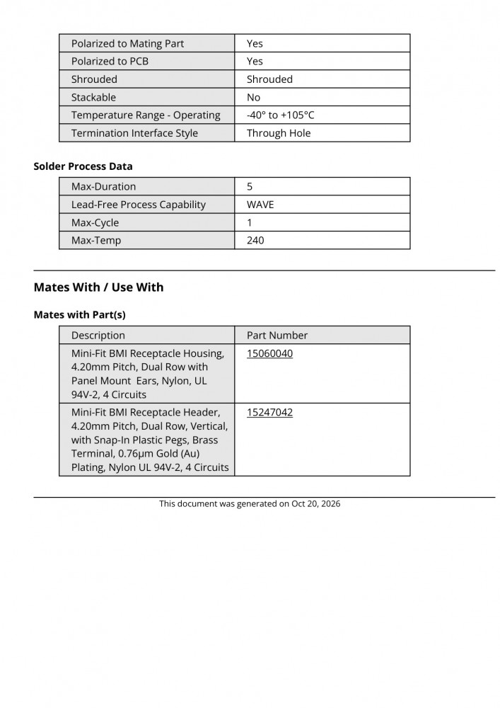 MOLEX connector specification document page 4