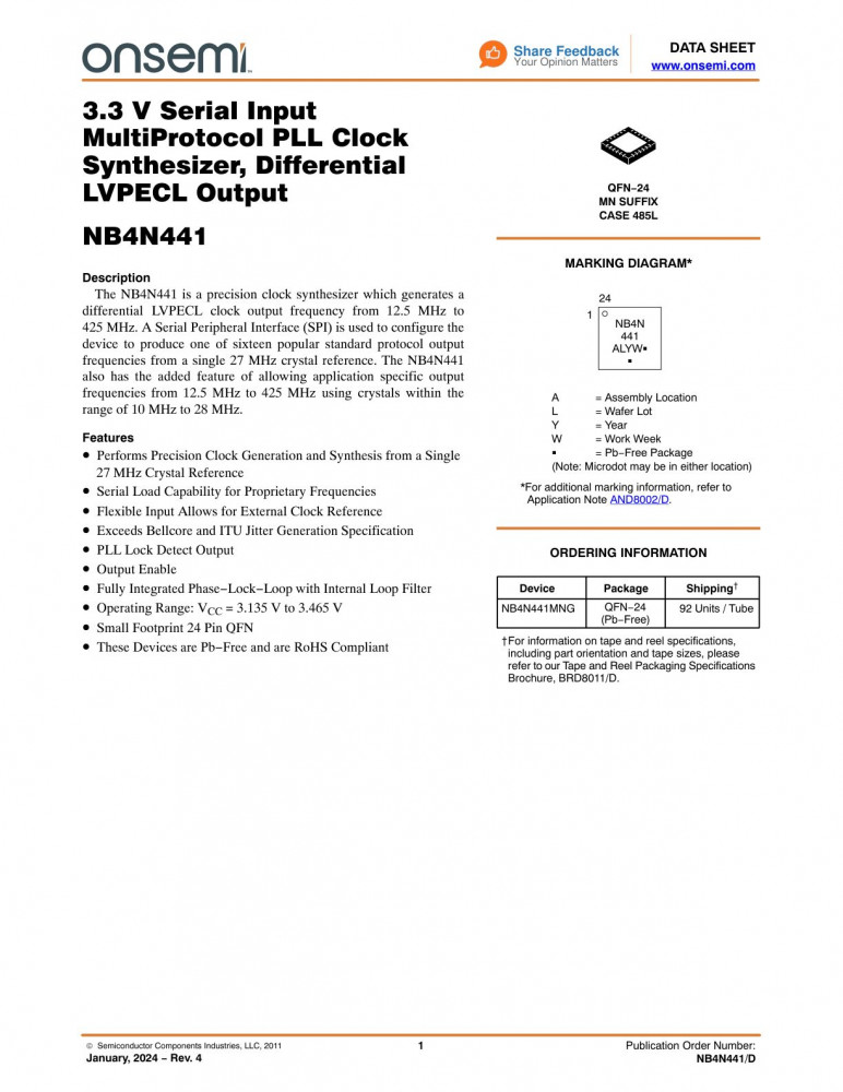NB4N441 technical document page 1