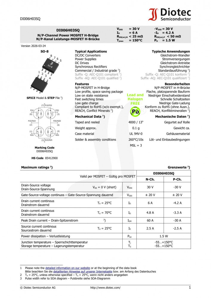 DI006H03SQ datasheet page 1
