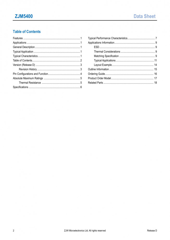 ZJM5400 datasheet page 2