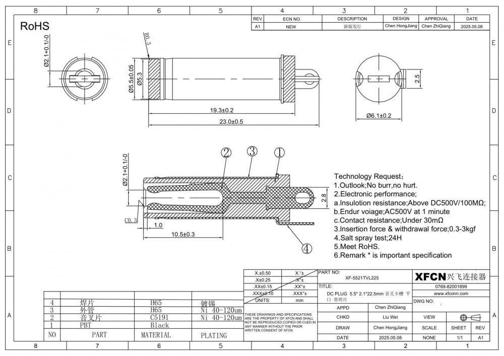XF-5521TVL225 technical drawing preview