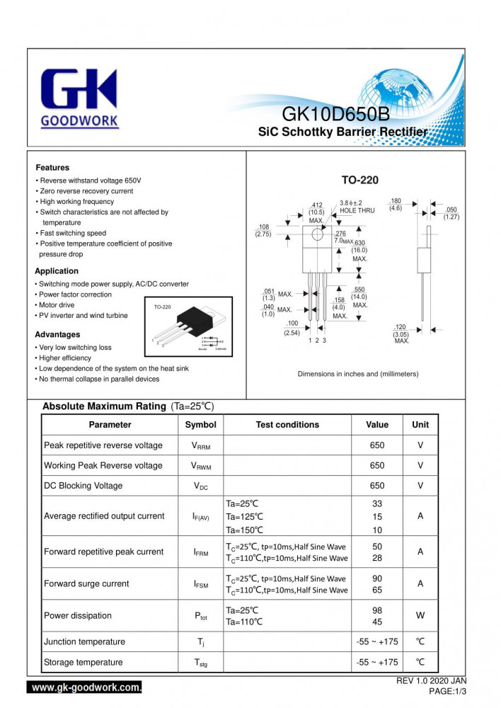 GK10D650B datasheet page 1