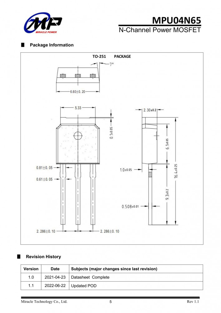 MPU04N65 datasheet page 5