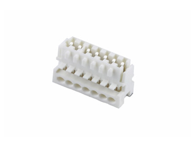 Appli-Mate RAST 2.5 IDT Housing, 2.50mm Pitch, with Side Latches, Female, 7 Circuits, Position Keys A & H Removed, Polarizing Rib Between 1/2 and 5/6
