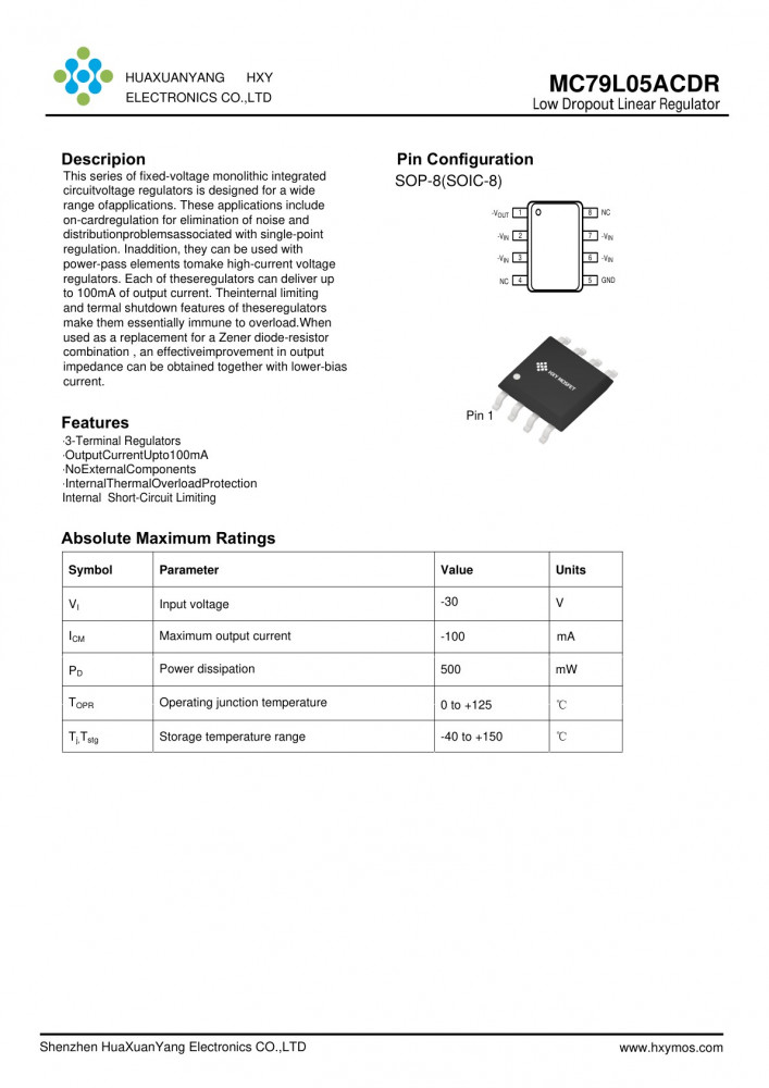 MC79L05ACDR-HXY datasheet page 1