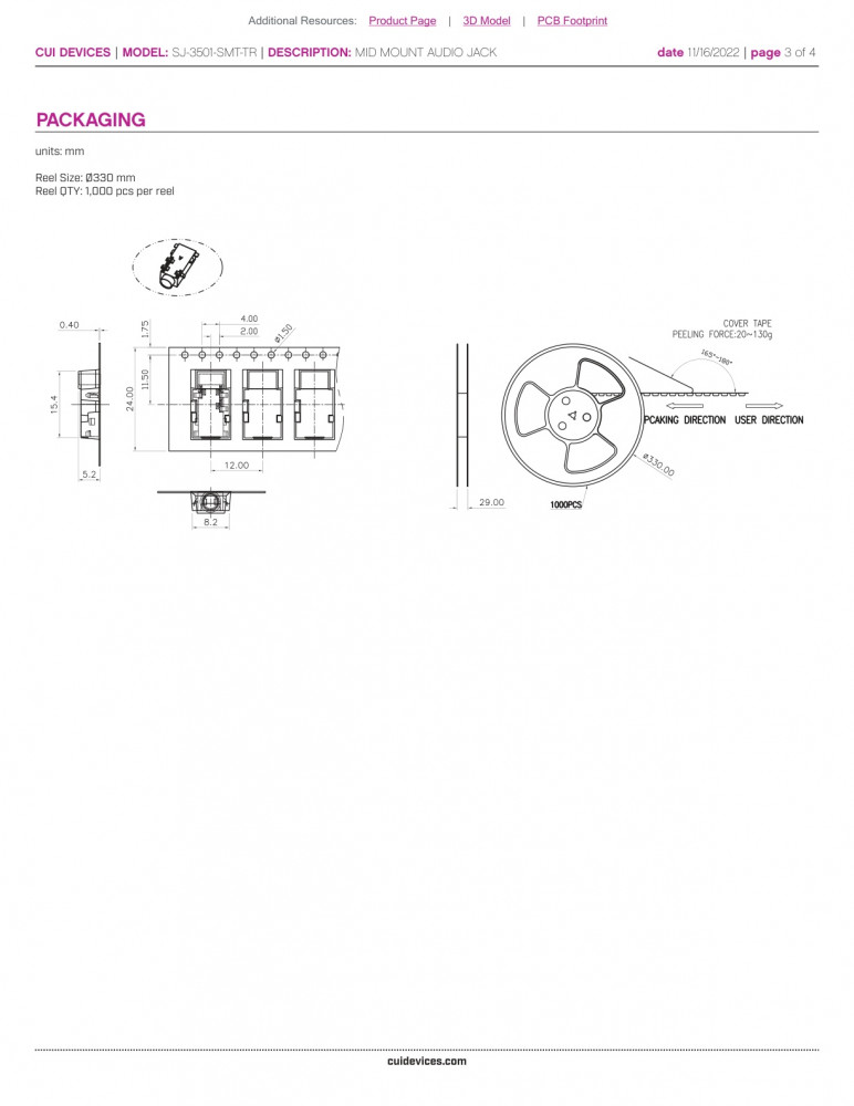 SJ-3501-SMT-TR datasheet page 3