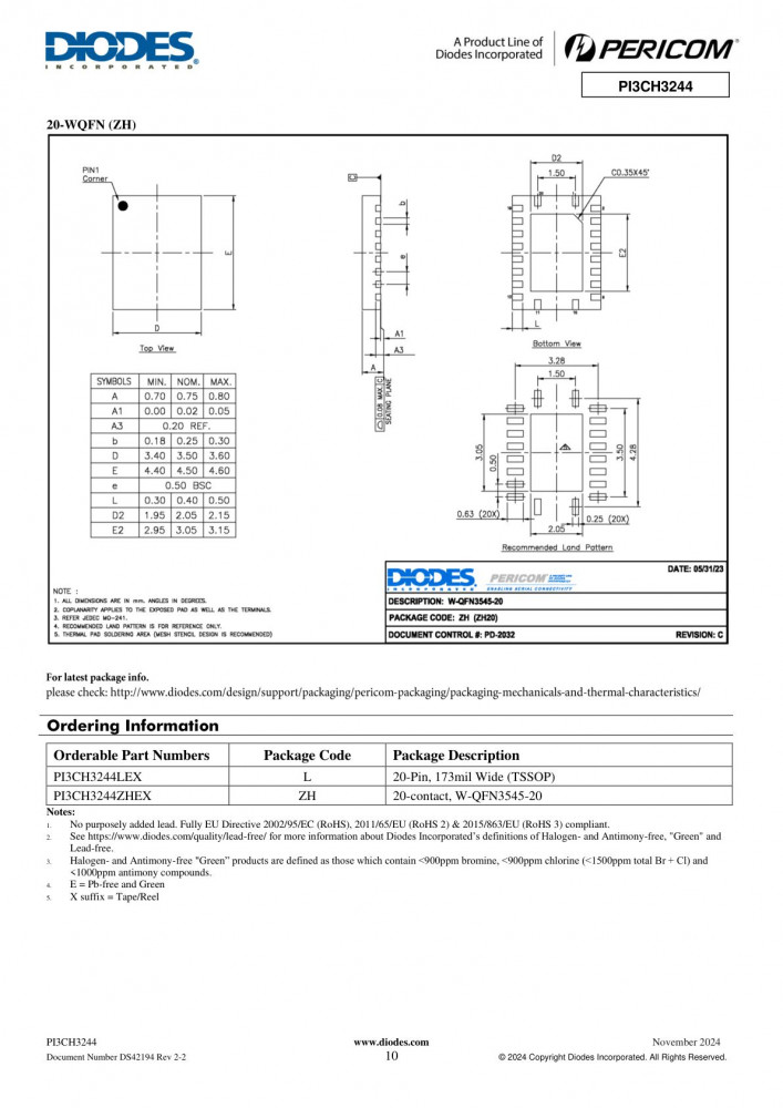 PI3CH3244LE datasheet page 10